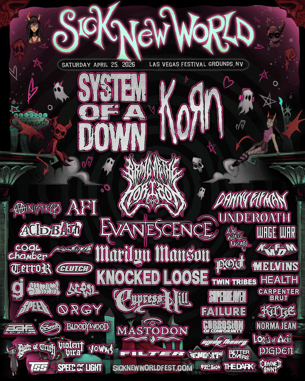 System Of A Down and KoRn To Play Sick New World Las Vegas