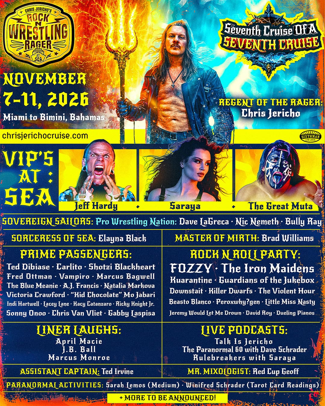Chris Jericho’s Rock 'N Wrestling Rager at Sea Sails Nov. 2026