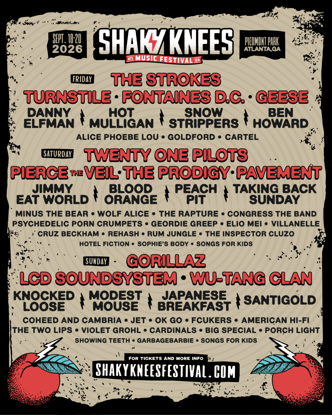 Twenty One Pilots, The Strokes and Gorillaz Headline Shaky Knees